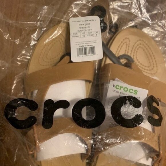 CROCS | Shoes | Nwt Crocs Tulum Toe Post Sandals Dark Gold Size | Poshmark